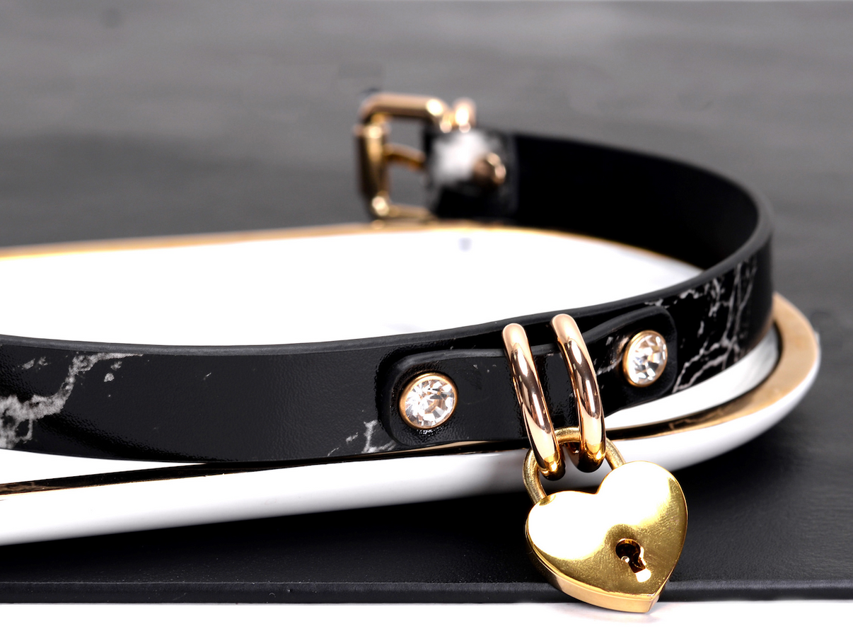 Heart Lock Collar and Leash Submissive Collar Leash | Bekinky